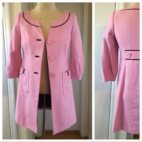 Semantiks | Jackets & Coats | Semantiks Pink Raspberry Black Top Coat ...